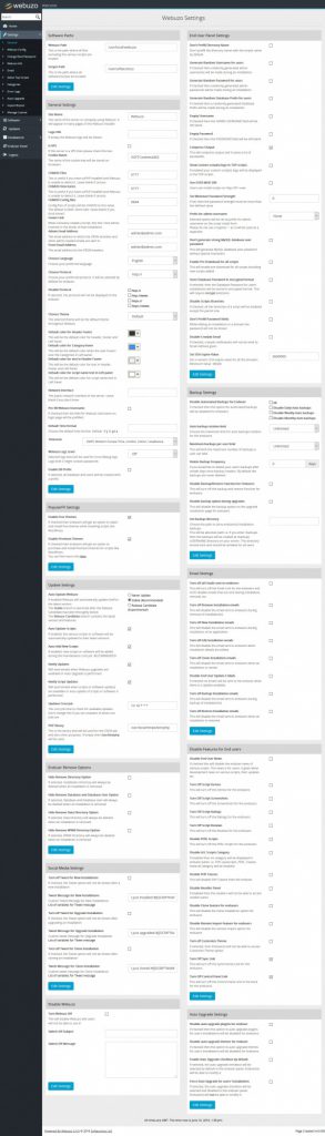 Admin Settings – Webuzo