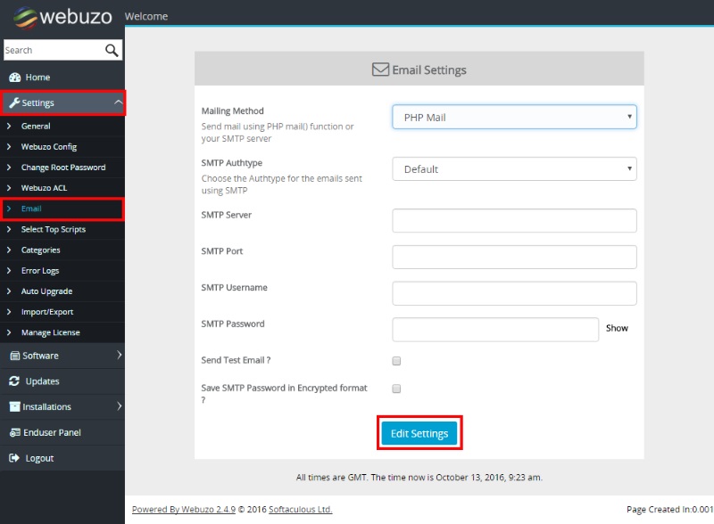 Email Settings – Webuzo