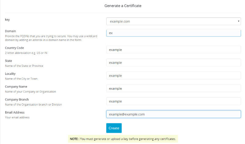 Create SSL Certificate – Webuzo
