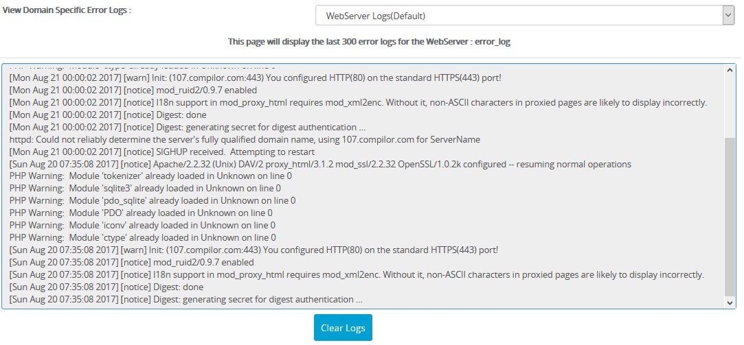 Server Information – Webuzo