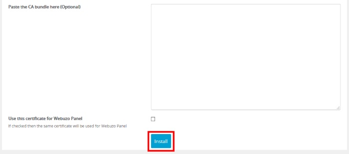 Install SSL Certificate – Webuzo