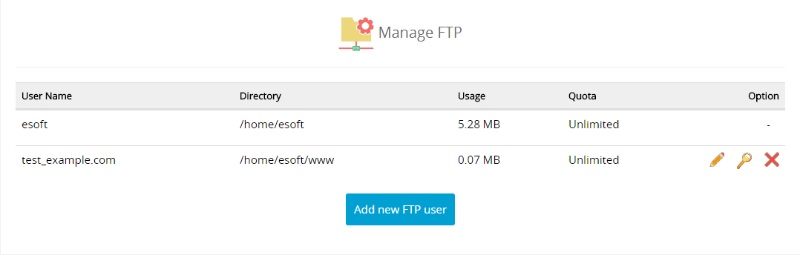 Manage FTP – Webuzo