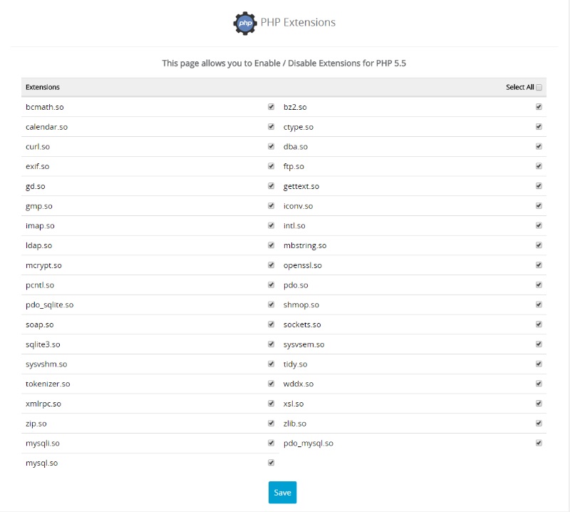 Enable Disable PHP Extensions – Webuzo Enable Disable PHP Extensions – Webuzo