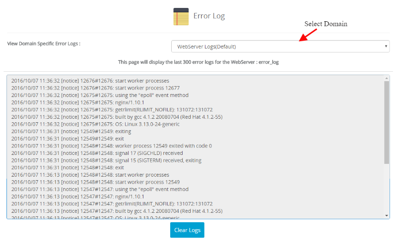 Error Logs – Webuzo