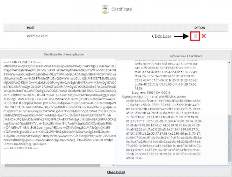 View Ssl Certificate Webuzo