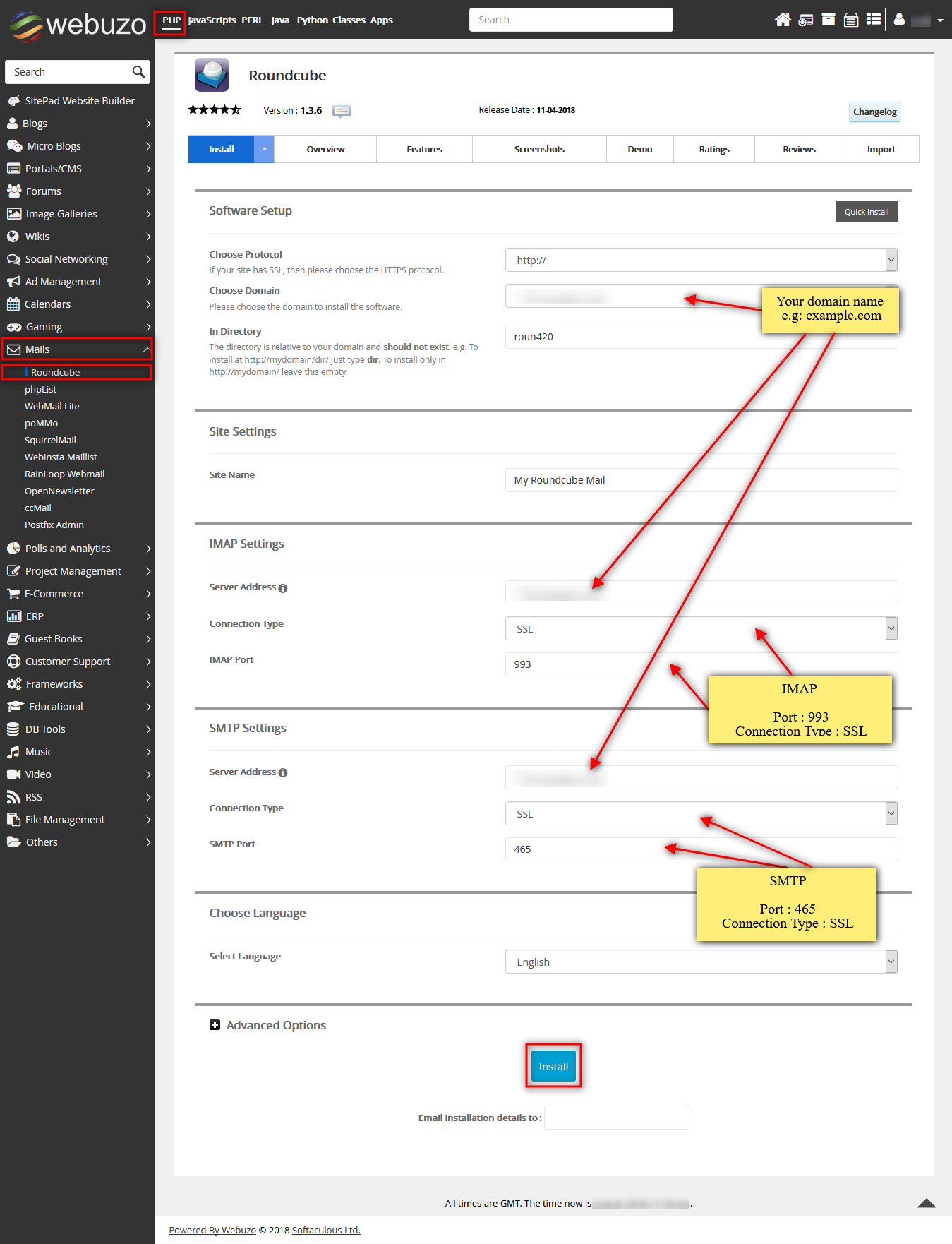 Email Account Roundcube – Webuzo