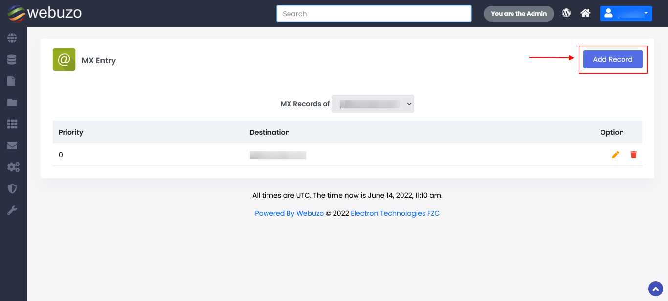 Add MX Record – Webuzo