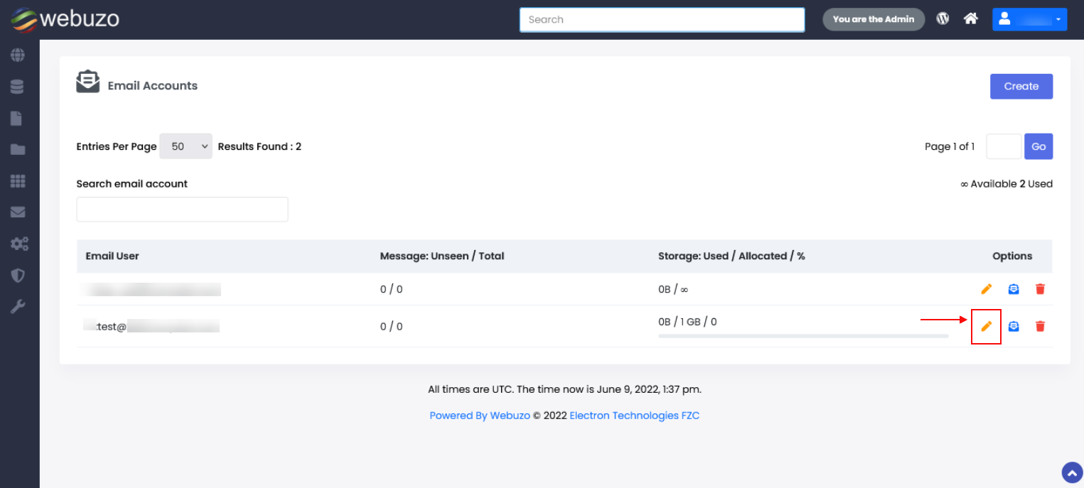 Change Email Password – Webuzo