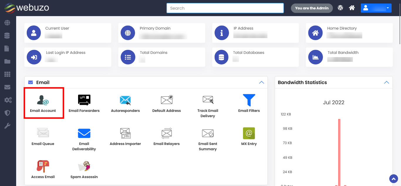 View Email Configuration – Webuzo