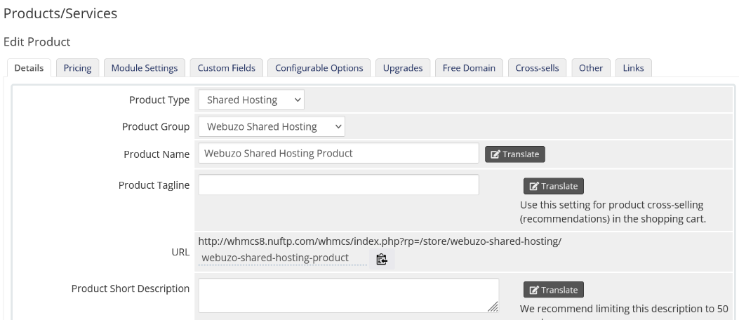WHMCS Shared Hosting Module – Webuzo
