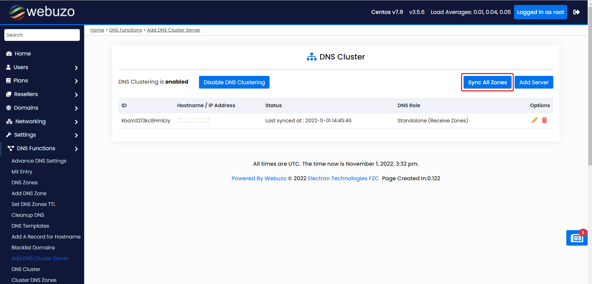 DNS Cluster – Webuzo