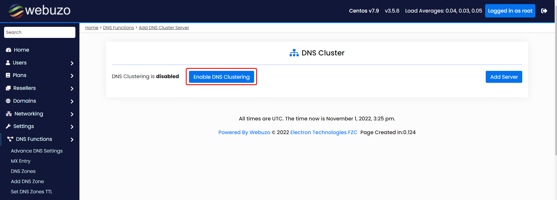 Add DNS Cluster Server – Webuzo