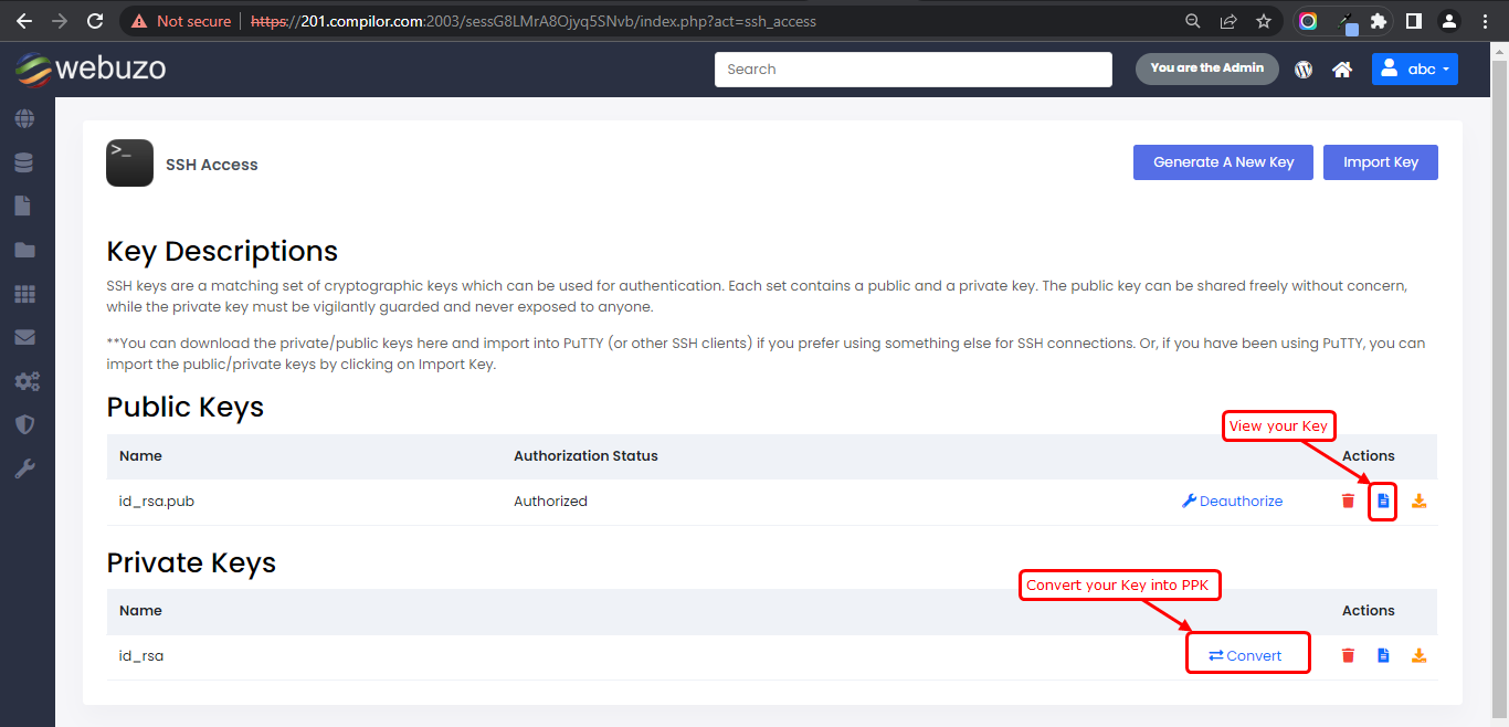 SSH Access – Webuzo