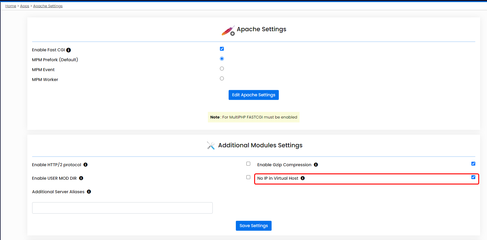 How to Enable No IP in Virtual Host – Webuzo